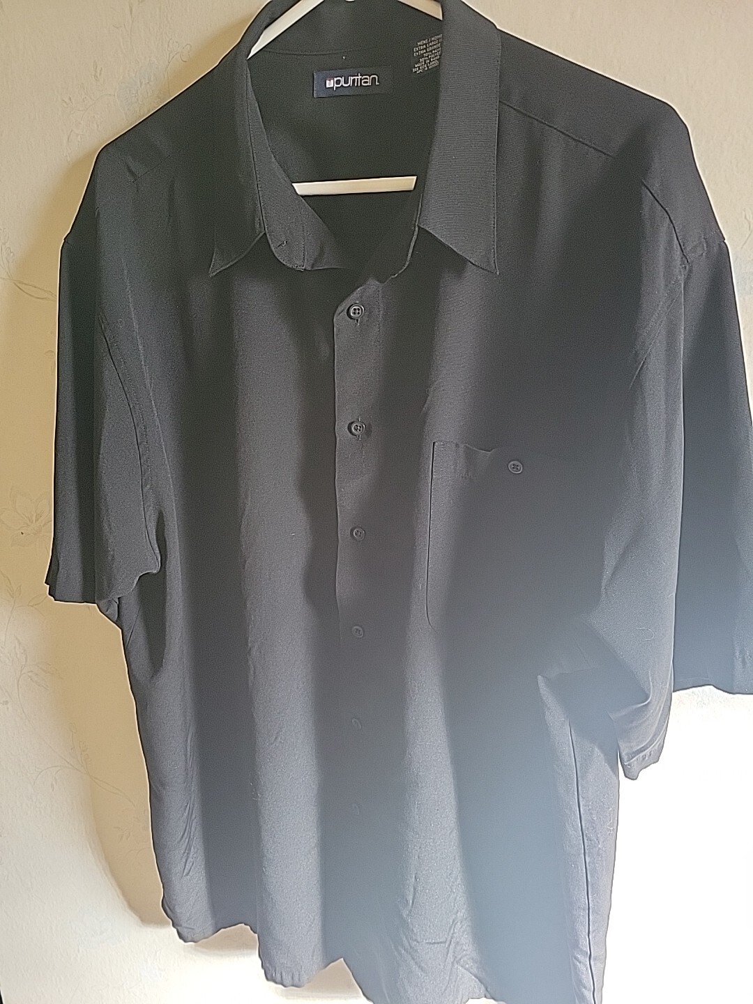 Mens Puritan short sleeve collared shirt rayon/polyes… - Gem