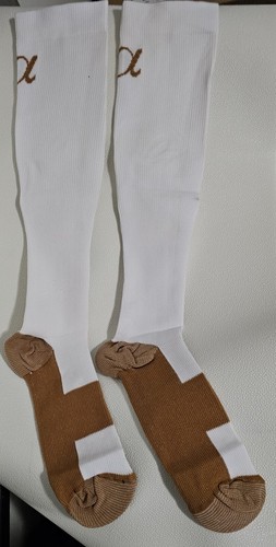 Alpha Sole - Knee High White + Copper Compression Socks | eBay