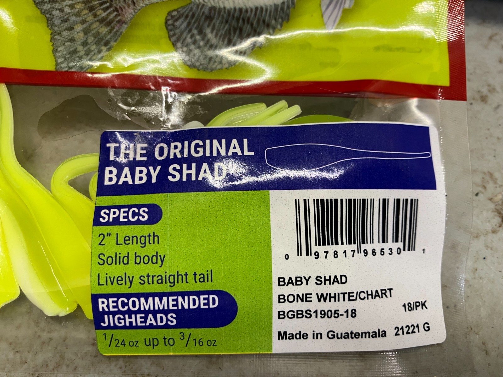 Bobby Garland Original Baby Shad Bone White/Chart 18pk 2 in | eBay