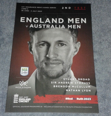 2023 England v Australia 2nd Test Ashes Match Cricket Programme Lords ...