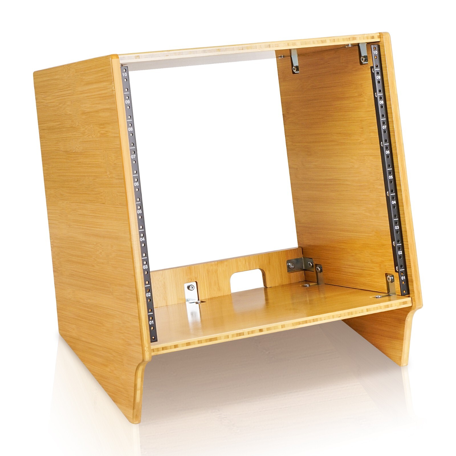 Sound Town DIY 10U Angled Desktop Turret Studio Rack, Solid Bamboo ...