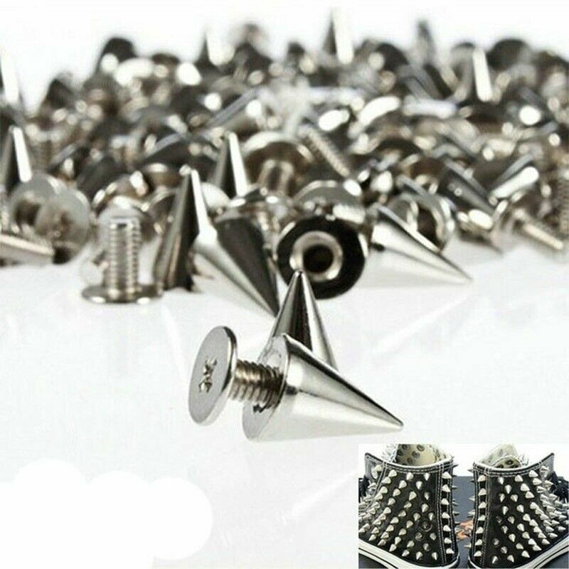 20x Silvery Cone Spikes Metallic Screw Back Studs Craft Cool Rivets ...
