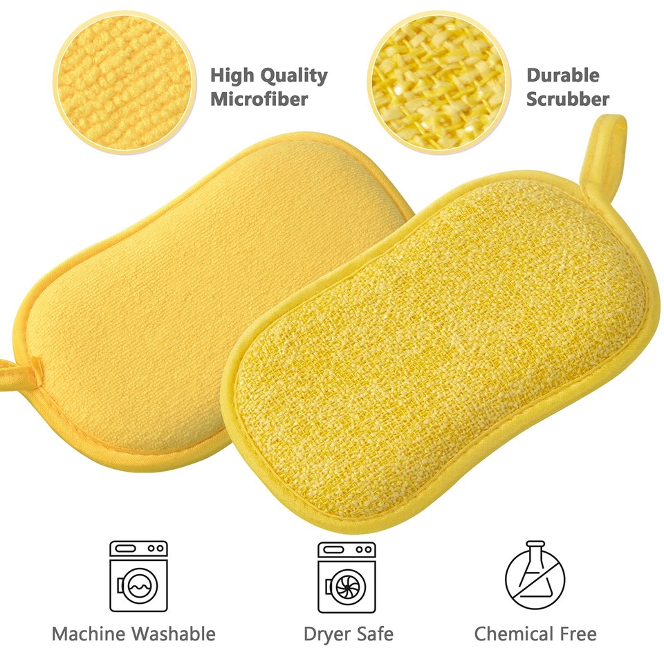 Multipurpose Kitchen Scrub Sponges Heavy Duty Cleaning Nonscratch Scrub ...