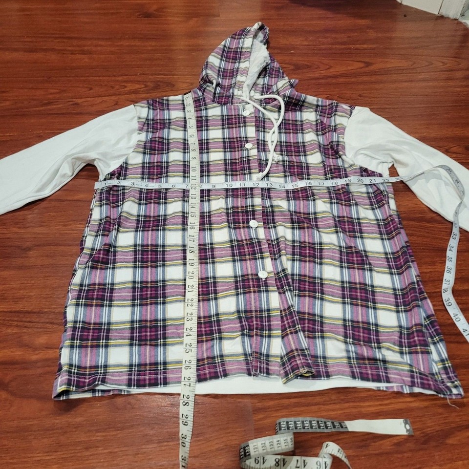 Vintage Latte Sportwear Intl Plaid Hooded Double Layered White Shirt ...