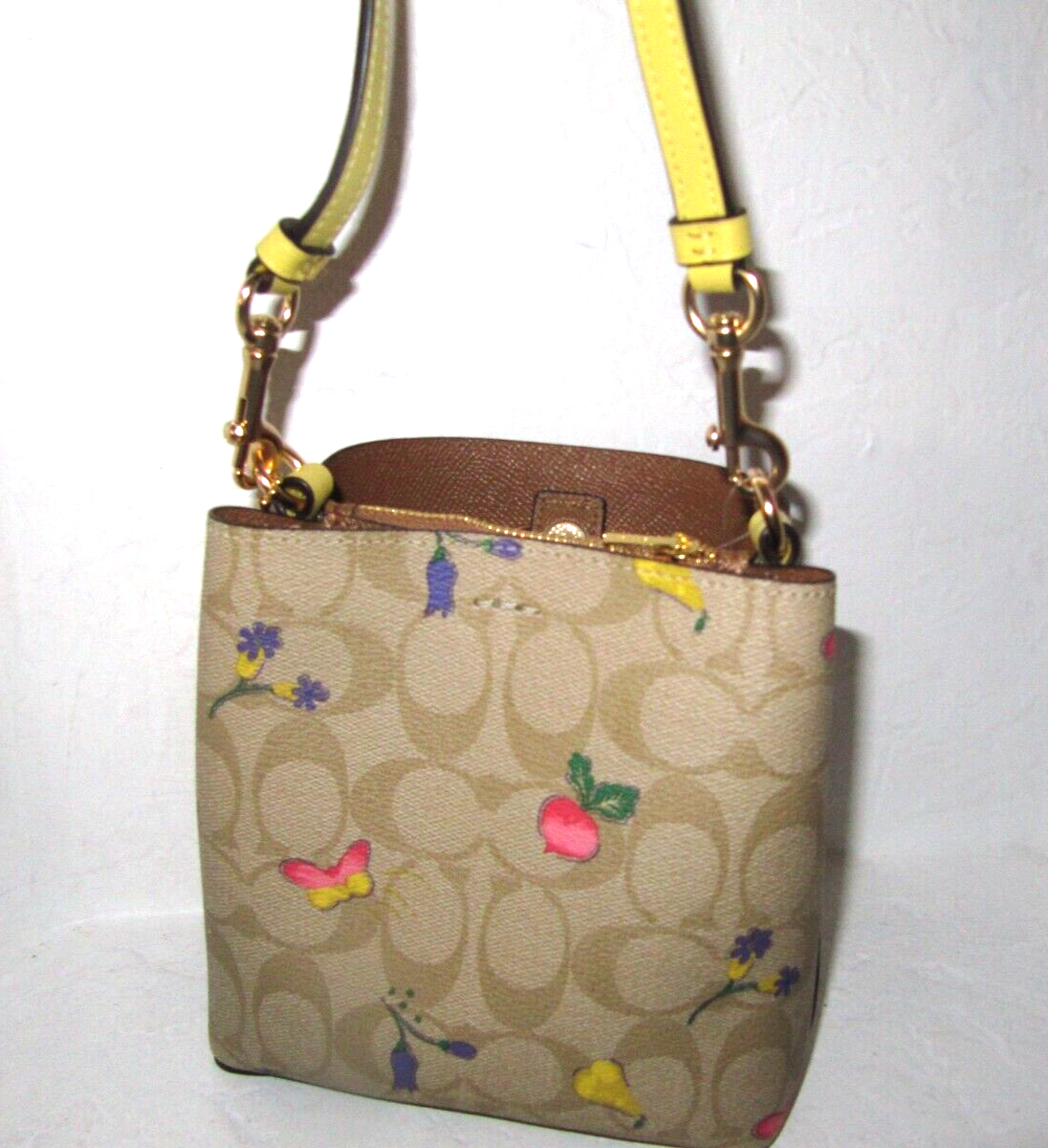 Coach C8255 Mini Town Bucket Bag Signature Canvas Dreamy Veggie Print ...