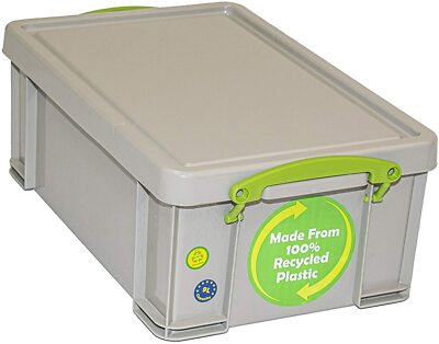 4 x Really Useful 9 Litre Storage Boxes Grey Plastic With Lid Box Heavy ...