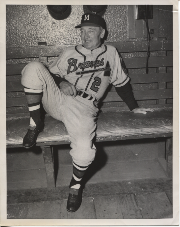 Fred Haney Press Photo Milwaukee Braves Manager Fred Haney In Locker