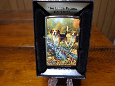 LINDA PICKEN BEAGLES HUNTING DOGS RABBIT ZIPPO LIGHTER MINT IN BOX | eBay