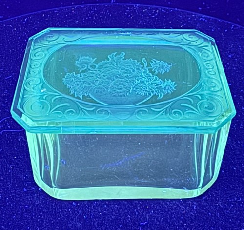 Vintage Aqua Blue Manganese Etched Glass Covered Salt Cellar | eBay