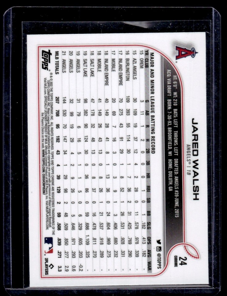 2022 Topps Chrome Jared Walsh Los Angeles Angels #24 | eBay