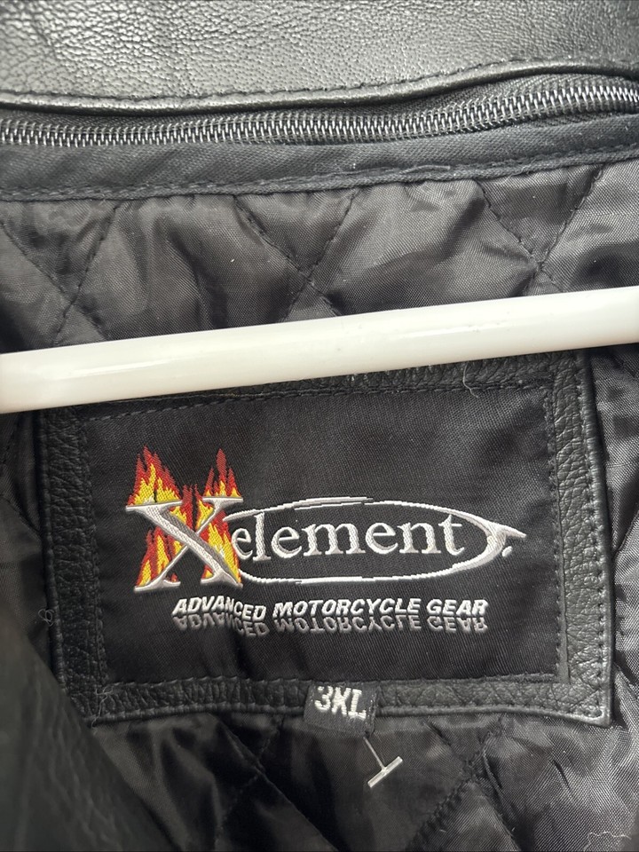 Xelement Black Cafe Racer Leather Motorcycle Bike Jacket Removable ...