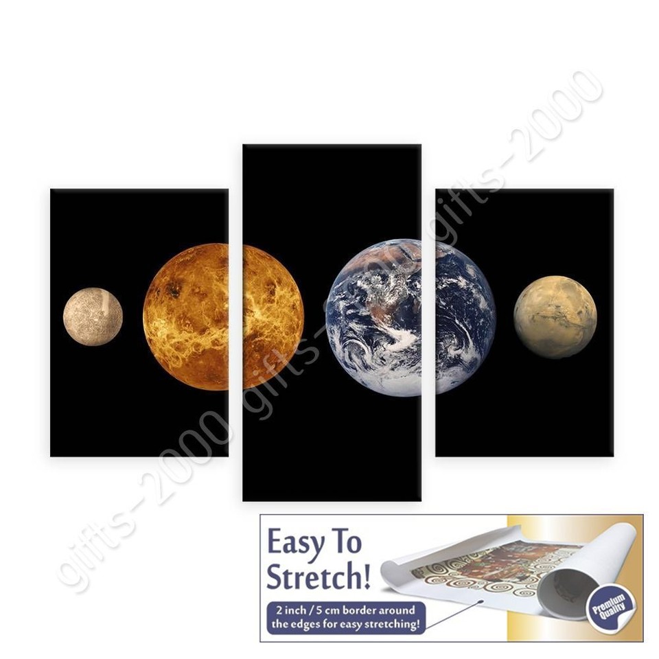 Planetary System Space by Split 3 Panels | Canvas (Rolled) | 3 Panels ...