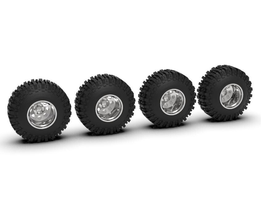 1:24 Axial Cragar Wheels/Tires (set Of 4) with a 7mm Hex back mount ...
