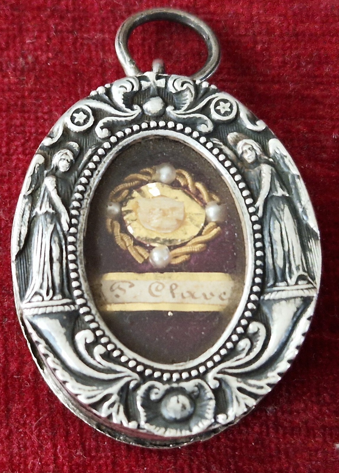 266) Sterling silver reliquary 1st class relic of St Peter Claver ...