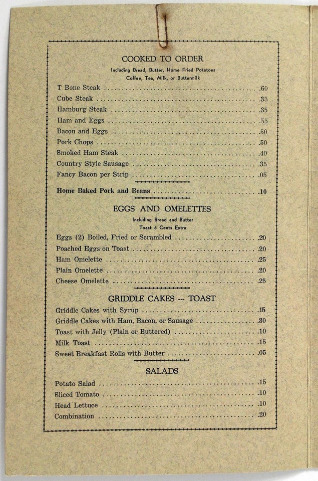 1930's Original Vintage Menu BRIGHT SPOT RESTAURANT Hamburg New York ...