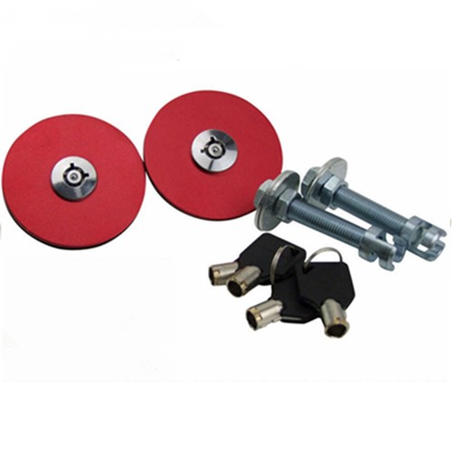 RED JDM HOOD LATCH PINS MOUNT BONNET LOCKING PIN WITH KEY KIT CAR ...