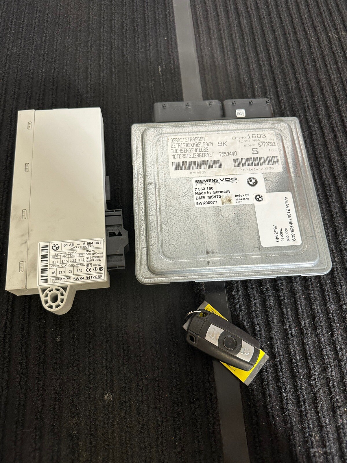 BMW N52 ENGINE CONTROL MODULE DME MSV70 CAS2 KEY ECU SET OEM 7553116 | eBay