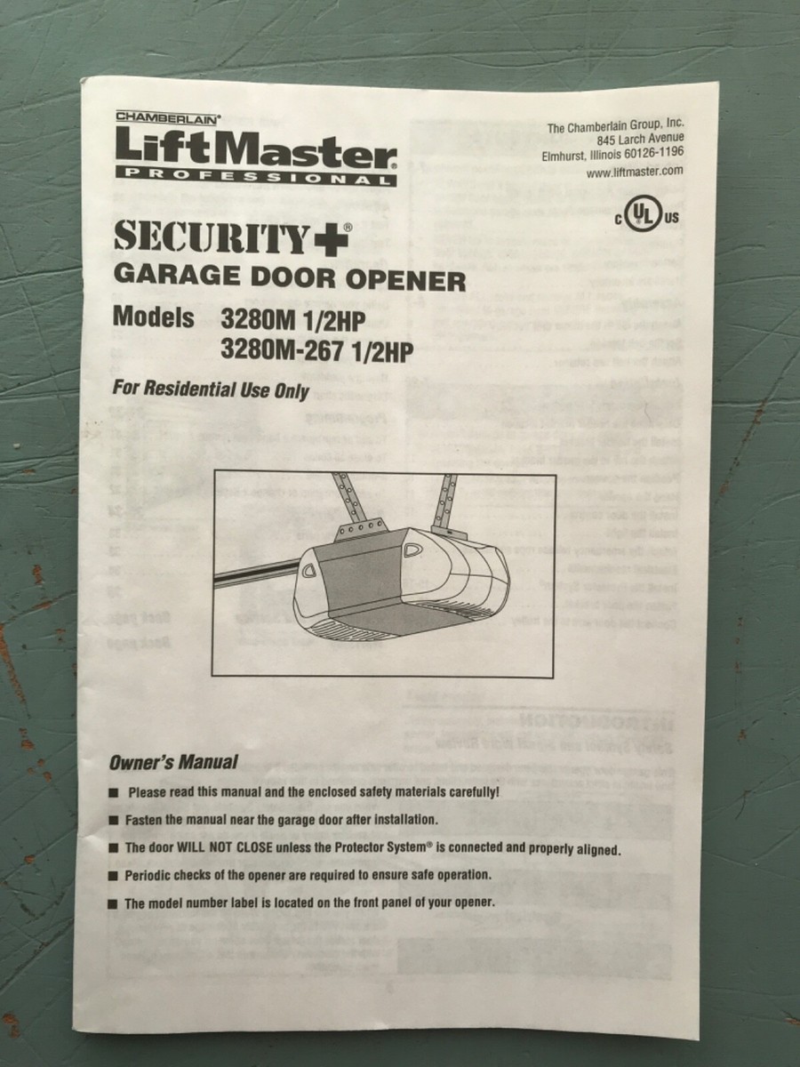 Liftmaster Garage Door Opener Manual LiftMaster Model 8500 Door Opener