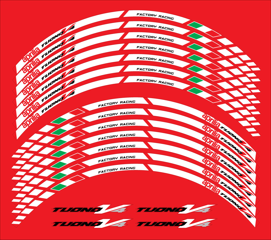 Tuono Factory V4 motorcycle wheel decals rim stickers aprilia stripes ...