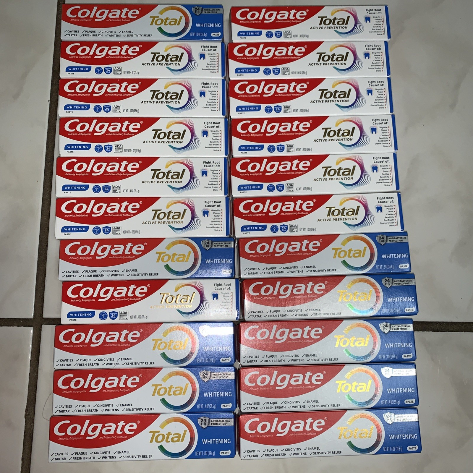 Colgate Total Whitening Travel Toothpaste 1.4oz, Mint Lot Of 22 New In ...