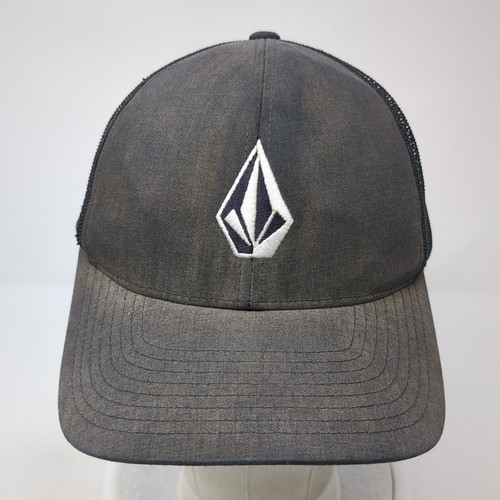 Volcom Snapback Trucker Hat Black One Size Adjustable Embroidered Mesh ...