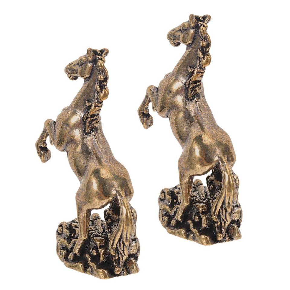 2 Pcs Chinese Good Luck Figurines Brass Horse Statues Home Decor | eBay