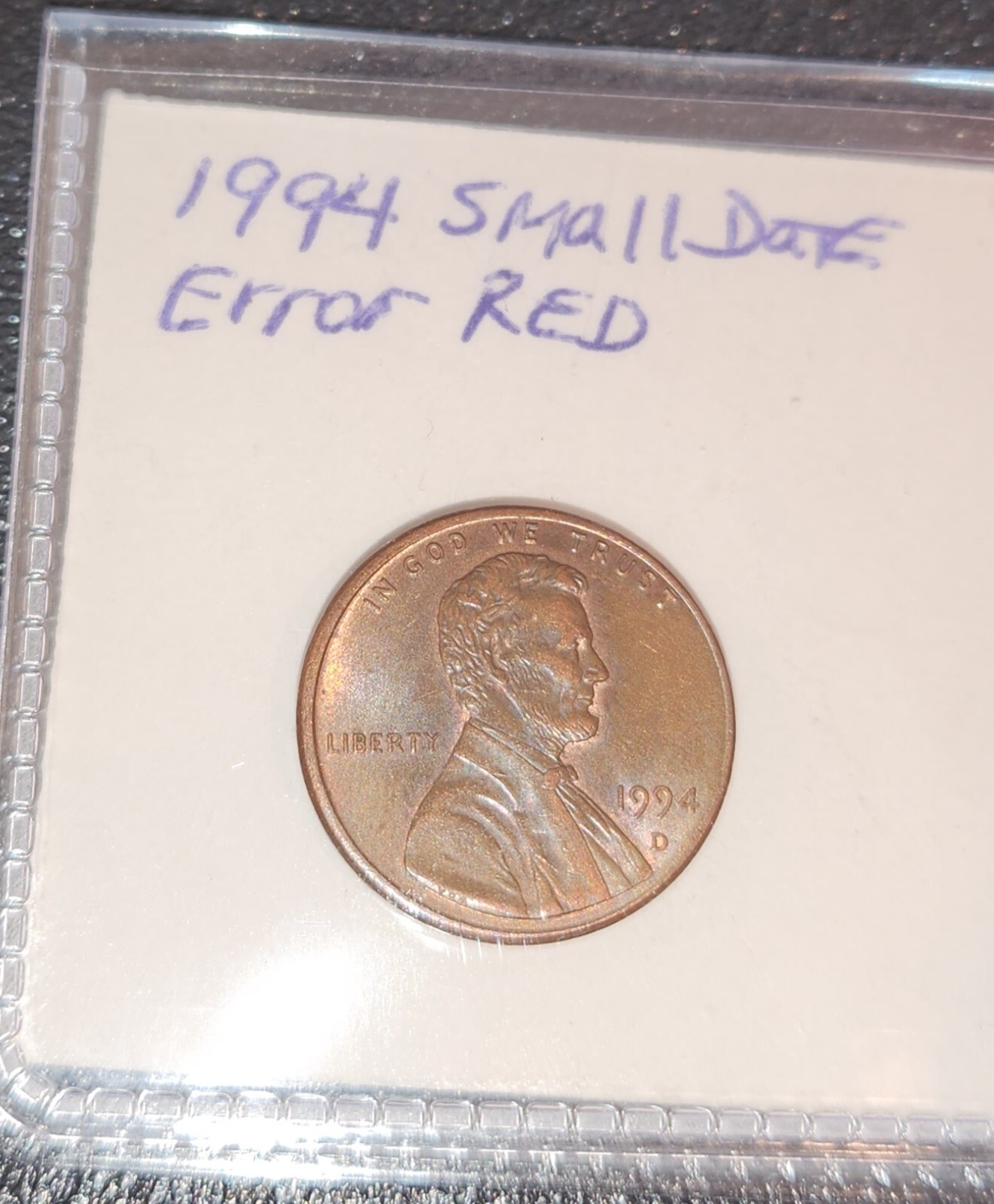 Rare small date 1994 'D' Red Error Penny off center strike Plus ...
