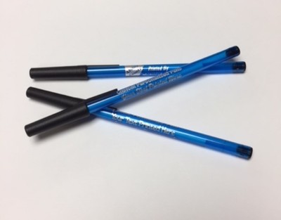 Custom Personalized Blue Translucent Stick Pens Pk of 50 Printed w ...