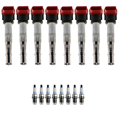 Bosch 8 Ignition Coil Denso 8 Double Platinum Spark Plug Kit For Audi ...