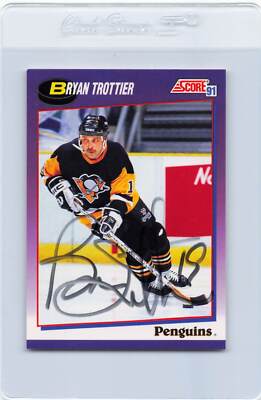 1991/92 Score #229 Bryan Trottier Penguins Signed Auto *J7063 | eBay