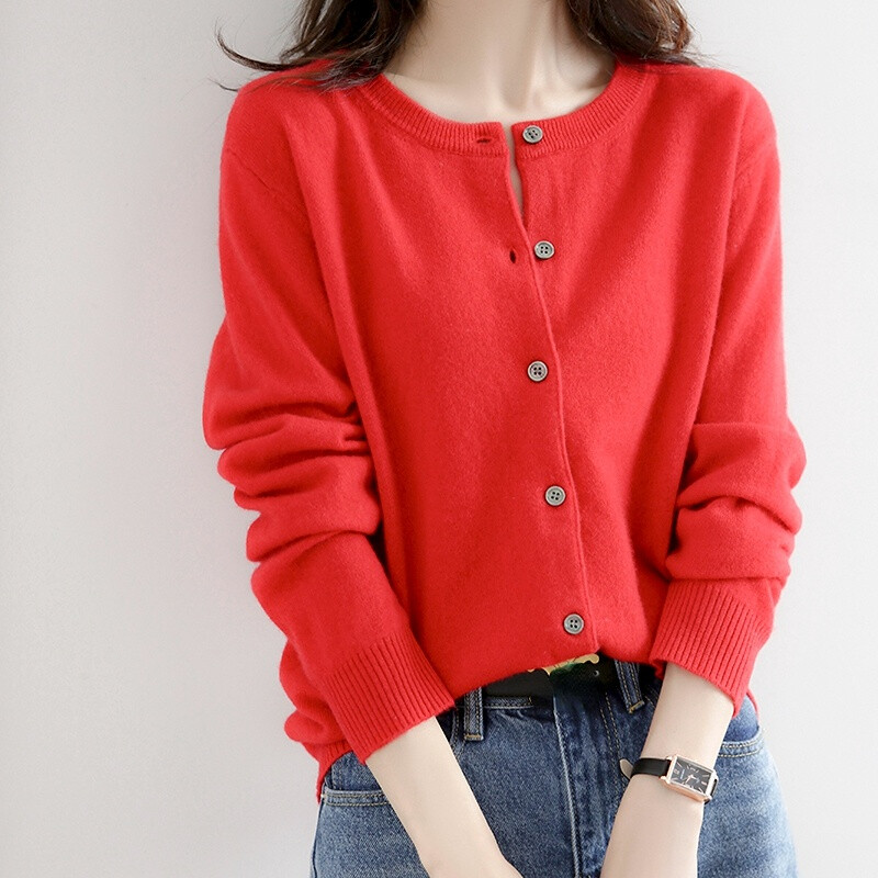 Woman Slim Knitted Cardigan Faux Cashmere Sweater Jumper Crochet Tops ...