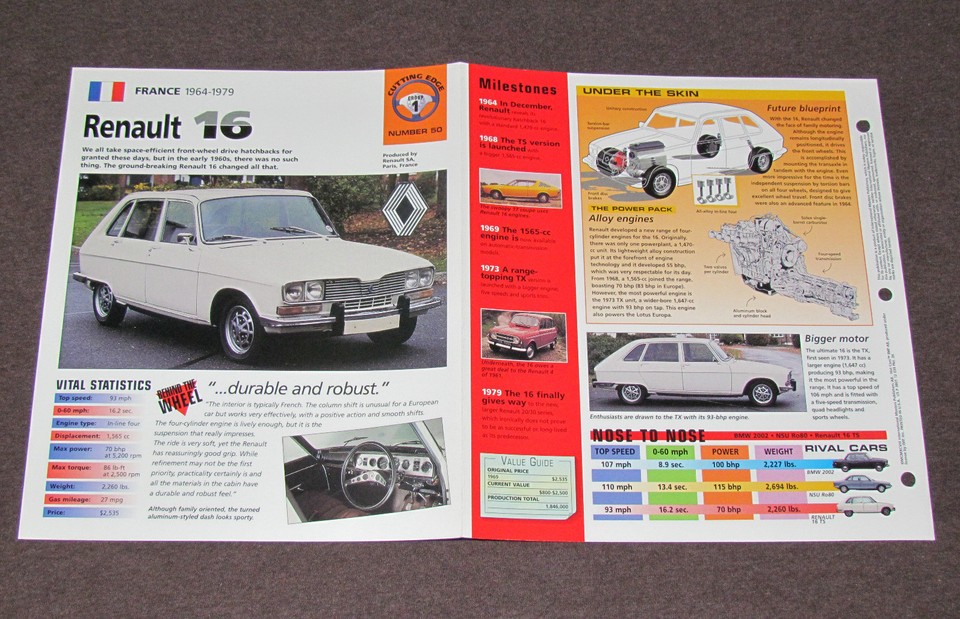 1964-1979 RENAULT 16 (1973) Car SPEC SHEET BROCHURE PHOTO BOOKLET | eBay