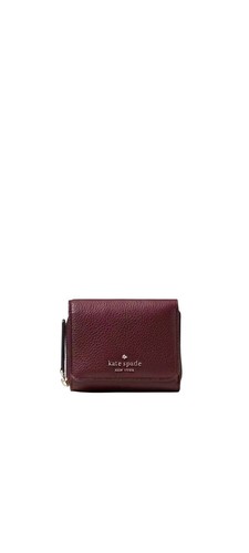 Kate Spade Jackson Small Trifold Continental S Wallet Burgundy Pebbled ...