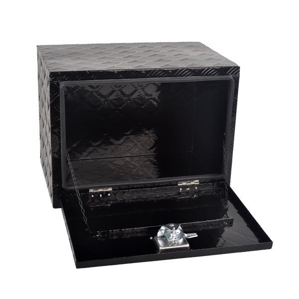 24''Black Aluminum Tool Storage Box Fit For Pickup Truck Bed + Lock ...
