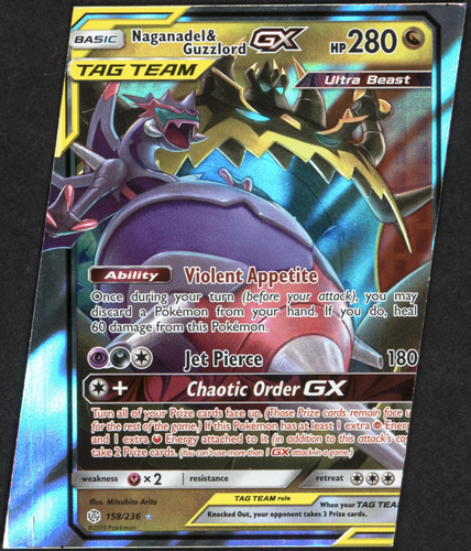 2019 Pokemon Cosmic Eclipse Set Naganadel Guzzlord GX TRAPEZOID MISCUT ...