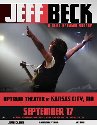 JEFF BECK "8 TIME GRAMMY WINNER" 2019 KANSAS CITY CONCERT TOUR POSTER ...