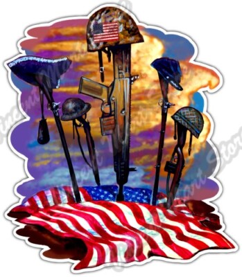 USA Army American War Helmets Gun Patriotic Car Bumper Vinyl Sticker ...