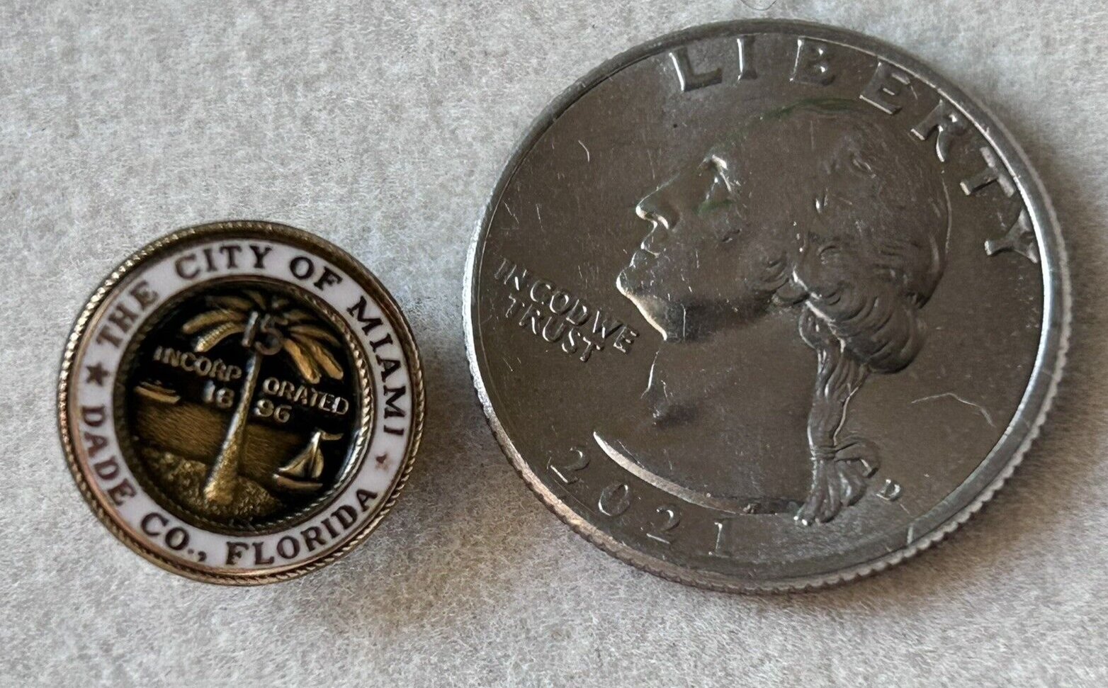 Florida Miami Dade Co Service Award 10K Gold OTO 1/10 Lapel Pin 15 ...