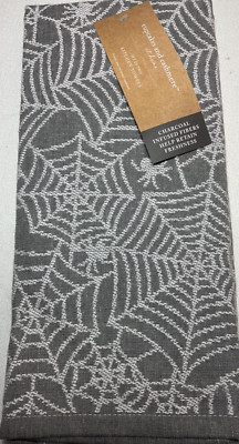 CUPCAKES AND CASHMERE KITCHEN TOWELS (2) GRAY SPIDER WEB CHARCOAL ...