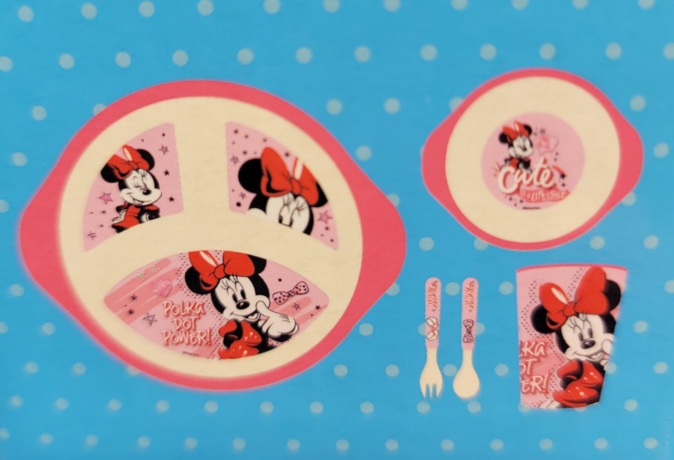 Disney Minnie Mouse 5PC BAMBOO FIBER DINNERWARE SET FOR KIDS BRAND NEW ...