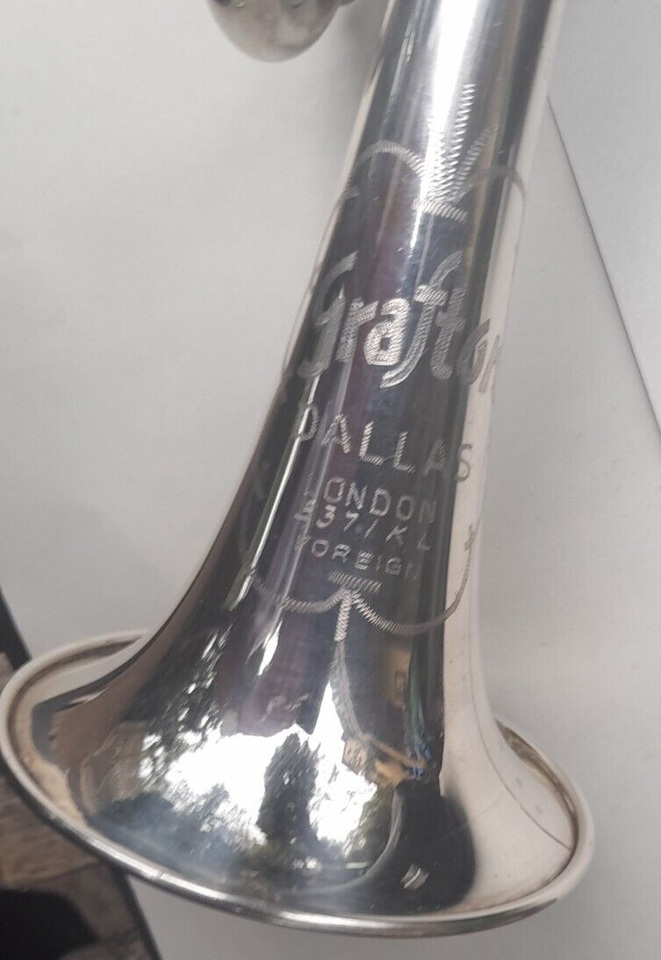 VINTAGE GRAFTON TRUMPET DALLAS LONDON SILVER PLATED JUPITER MOUTH PIECE ...