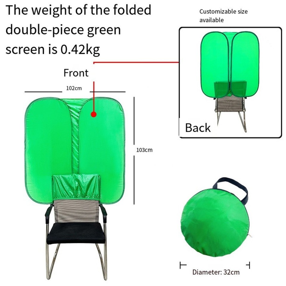 Green Screen Chair Double Portable Foldable Velvet Background for ...