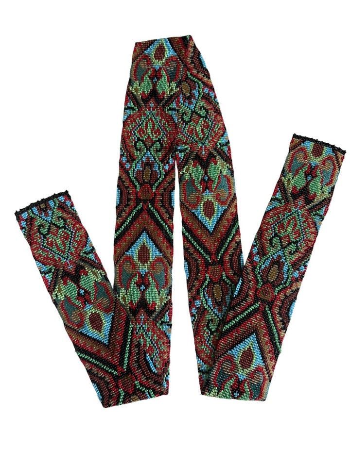 Vintage Native American Beaded Sash Belt Handmade 53” Geometric Tribal ...