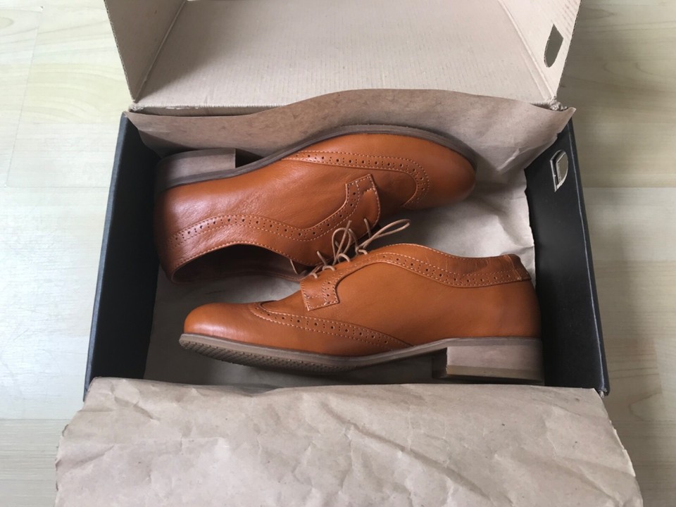 JULIA BO Womens Tan Brown Leather Astoria Derby Lace up Handcrafted ...