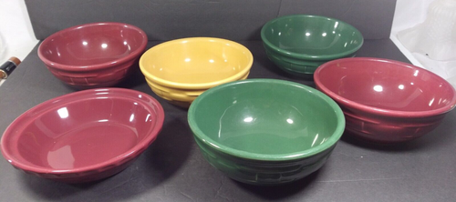 Lot of 6 Longaberger Pottery Woven Traditions Coupe Soup Bowls Fall ...