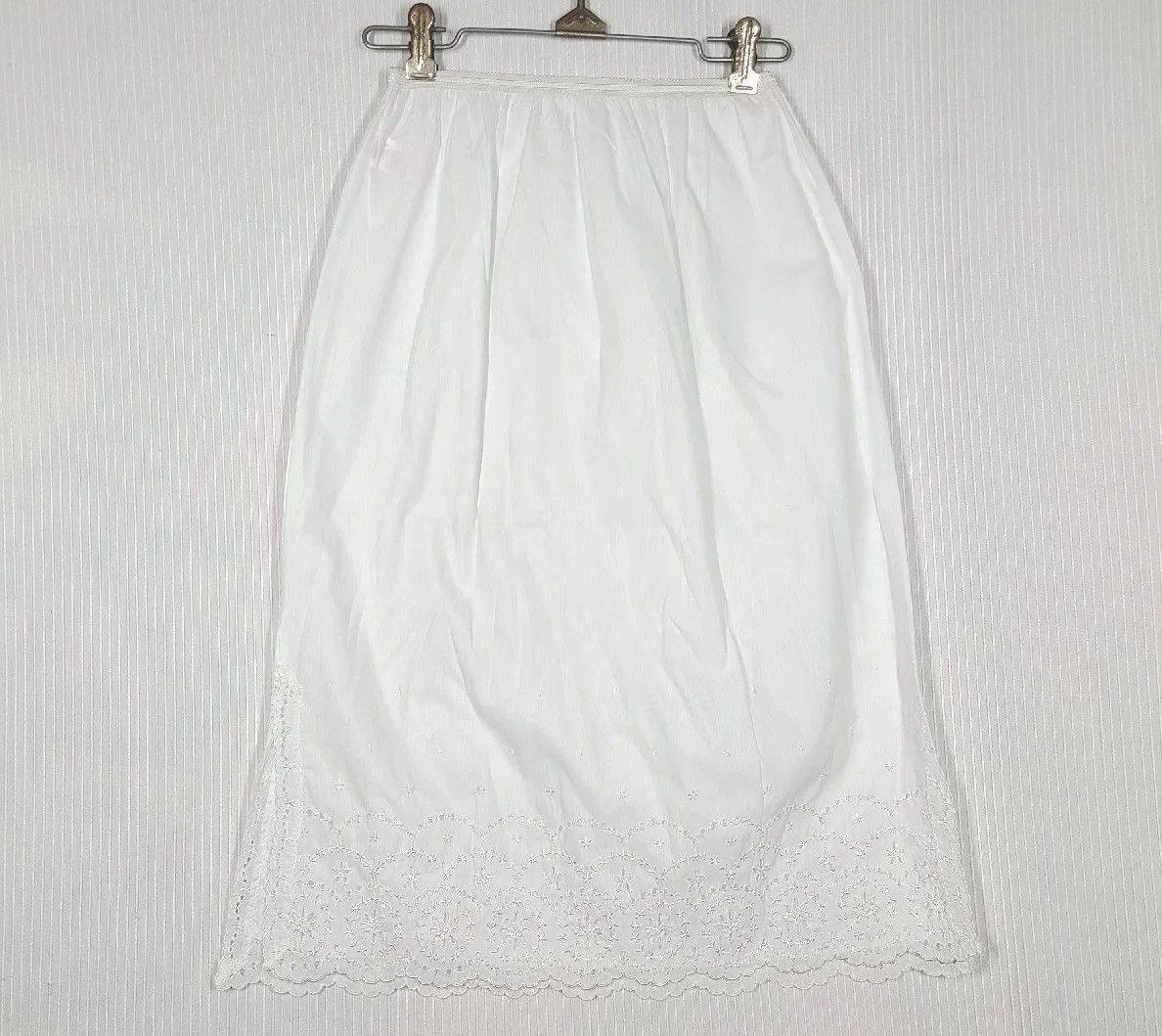 Vtg 60s White Half Slip Eyelet Border Cotton Blend M … - Gem