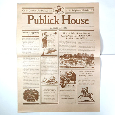 Publick House paper dinner menu vintage 1970s Sturbridge Massachusetts ...