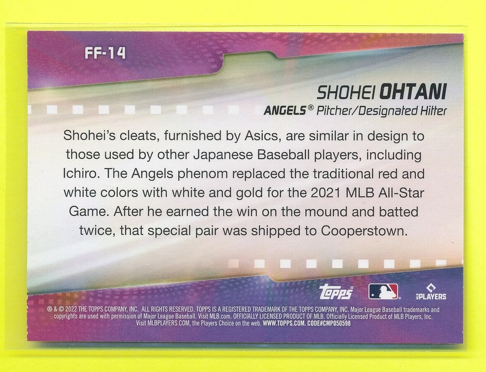 ASICS FLASHIEST FEET SHOHEI OHTANI 2022 TOPPS FF-14 HIGH GRADE SHOES ...