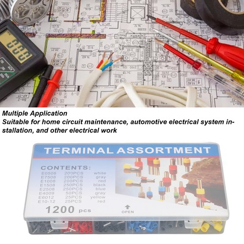1200 Pcs Wire Crimp Terminal Assortment Kit Cold Pressed Electrical ...