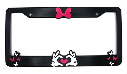 Minnie Bow 3D Raised License Plate Frame | Black | Universal Fitment ...